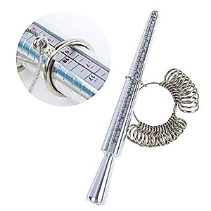 NIUPIKA Ring Sizer Measuring Tool Measure Finger Rings Sizing Set Metal Ring Mandrel Gauge US Size 1-13 Jewelry Tools Sizers Kit of 27 Pieces
