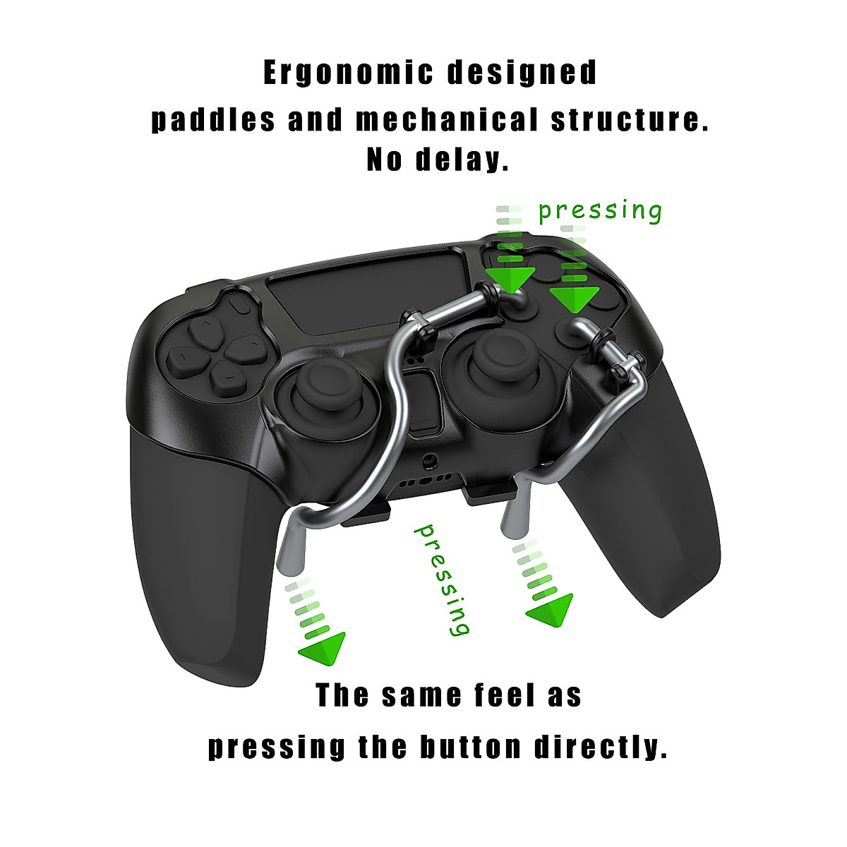 EXknight Leverback FPS Mechanical Paddles Attachment, Back Buttons Gaming Paddles for PS5 Controller (Black)