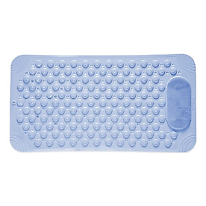 YCT Shower Mat Bathtub Mat Non Slip, Bath Mat for Shower, with Suction Cups Drainage Holes, Foot Massage Exfoliating, 27.5 x 14.2 inches, Blue
