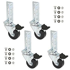 Tool Guy Republic 4pc - Storage Rack Caster Wheels (Adapts to Boltless Self Locking Shelving Racks) (3" (1500 Max Total Capacity))
