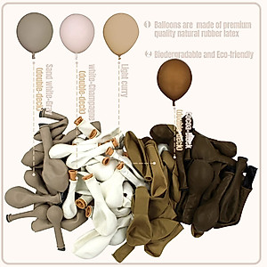 130Pcs Brown Balloons Garland Kit Arch Nude Neutral Double-Stuffed Cream Peach Blush Coffee for Teddy Bear Baby Shower Wedding Birthday Party Decorations…