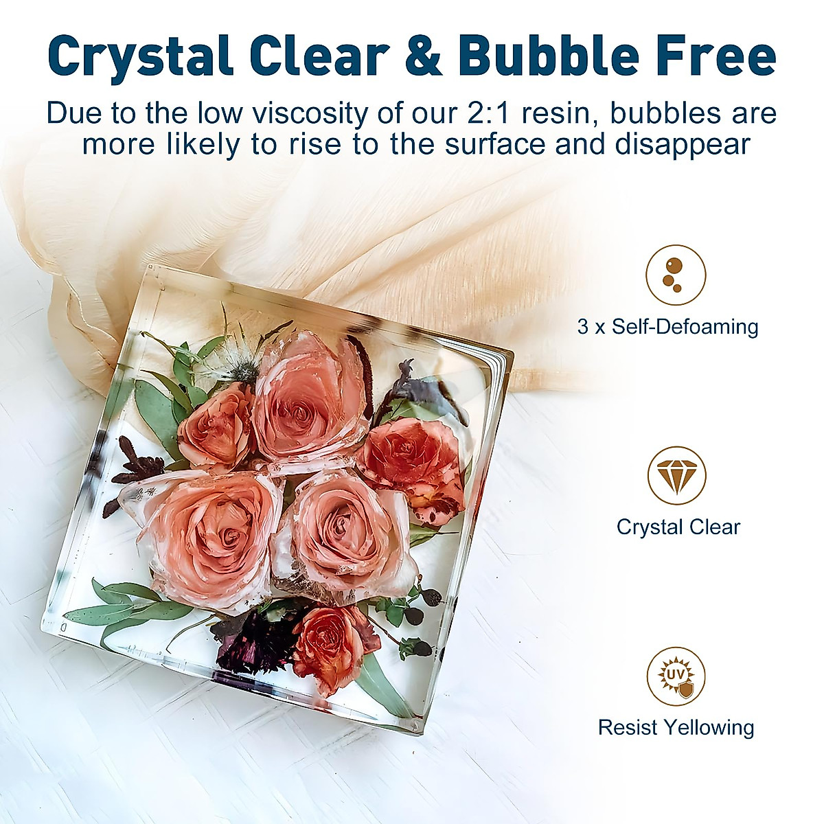 Teexpert Deep Pour Epoxy Resin, 51oz Epoxy Resin Kit for 2-4" Pour Depths, Crystal Clear & High Gloss, Bubble-Free Casting Resin for Flower Preservation, River Tables and Mold Crafts - 2:1 Mix Ratio