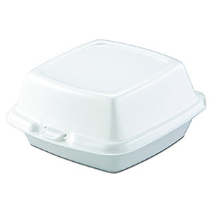 Dart 60HT1 6 in Lg Sandwich Foam Hinged Container (Case of 500), White,5.9" Length x 6" Width x 3" Height