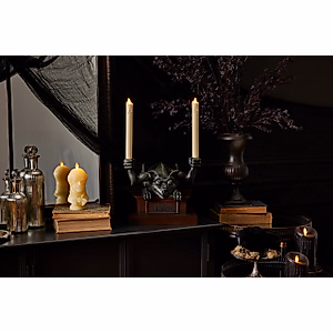 Luminara Disney's The Haunted Mansion Gargoyle Taper Holder Candlestick Holder with Set of 2 Ivory Wax Drip LED Tapers