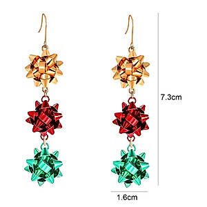 Christmas Bow Earrings for Women, Christmas Earrings for Women, Cute Red Green Bow Christmas Drop Dangle Earrings, Xmas Earrings Holiday Earrings, Christmas Jewelry Gifts for Women Bff