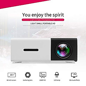 Mini Movie Projector, 24-60 Inches Screen 1080P Portable Projector Compatible with USB| Laptop| Phone, Built-in Speaker, LED Light Source, Electronics Tech Gadgets, Mini TV, Cool Stuff (Black)