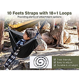 Kootek Camping Hammock Double Portable Hammocks Camping Accessories for Outdoor, Indoor, Backpacking, Travel, Beach, Backyard, Patio, Hiking