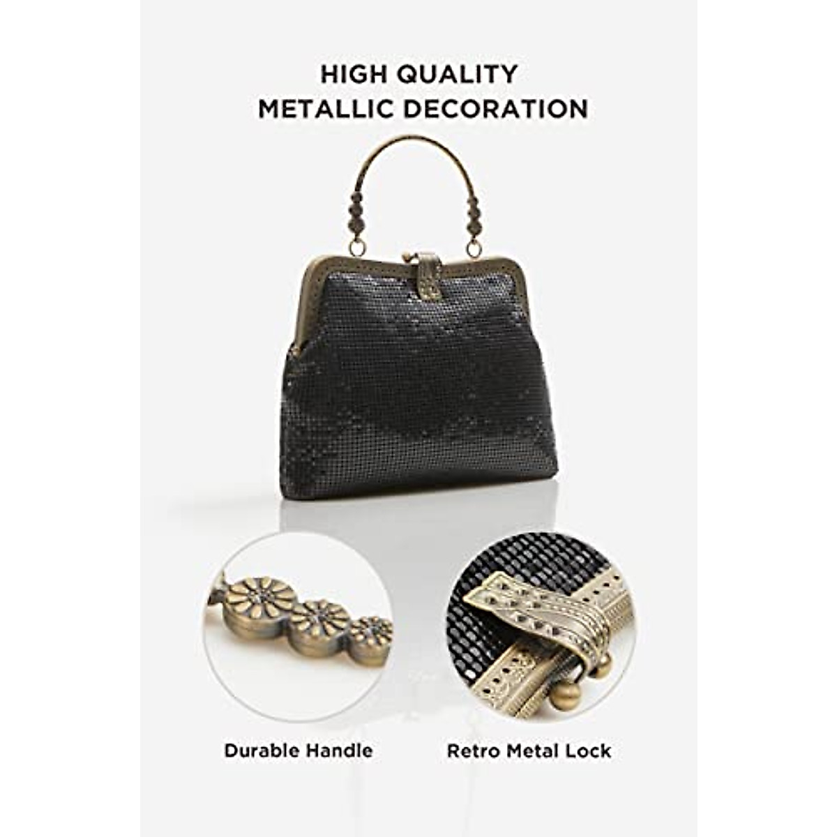 BABEYOND Clutch Purses for Women - Evening Bag Formal Metallic Bridal Beaded Handbag for Wedding 1920s Prom Party