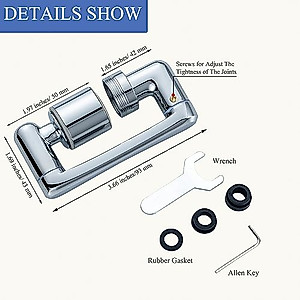 Berkebun Faucet Extender for Bathroom and Kitchen Sink, 1080° Swivel Faucet Attachment with Sprayer & Aerator, Brass Faucet Extension, Fits 15/16", 55/64", 13/16" Male and Female Thread Spouts, Silver