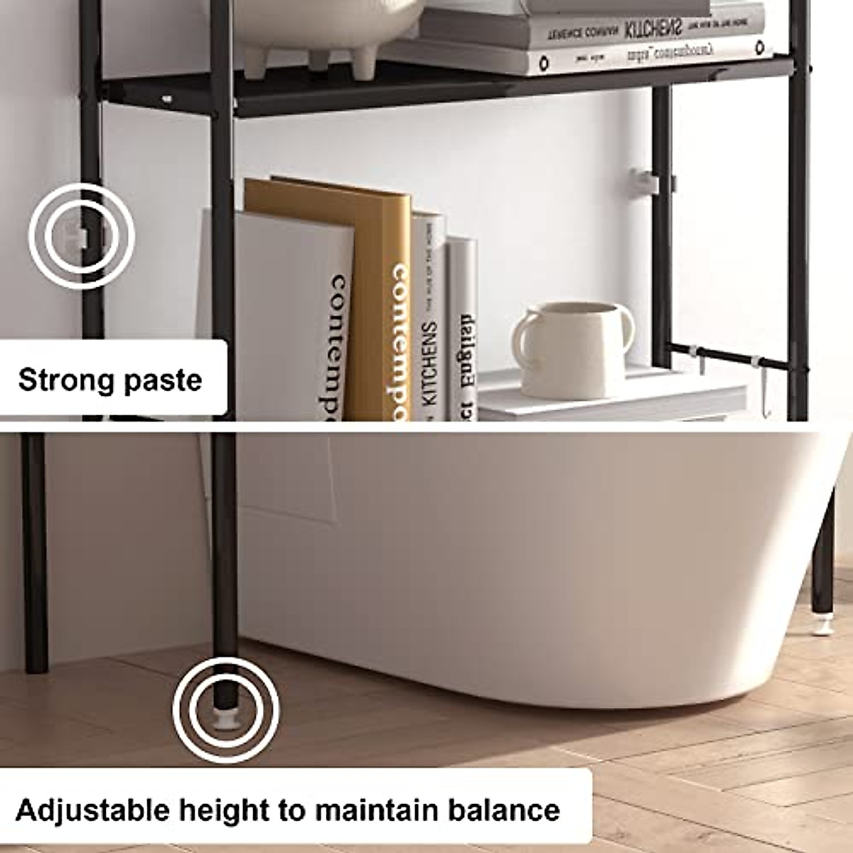 sfrvkly Over Toilet Bathroom Organizer 3 Tier,Over The Toilet Storage Shelf Minimalist Over The Toilet Storage Black Above Toilet Storage,Bathroom Storage Over The Toilet,Over Toilet Organizer.
