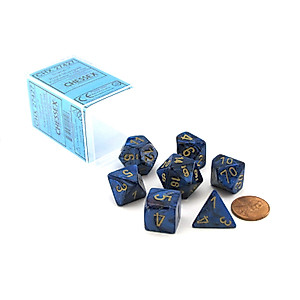 Chessex Polyhedral 7-Die Scarab Dice Set - Royal Blue with Gold CHX 27427