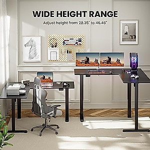 ErGear L-Shaped Electric Standing Desk, 63 inches Double Motor Height Adjustable Sit Stand up Corner Desk, Large Home Office Desk Computer Workstation, Black
