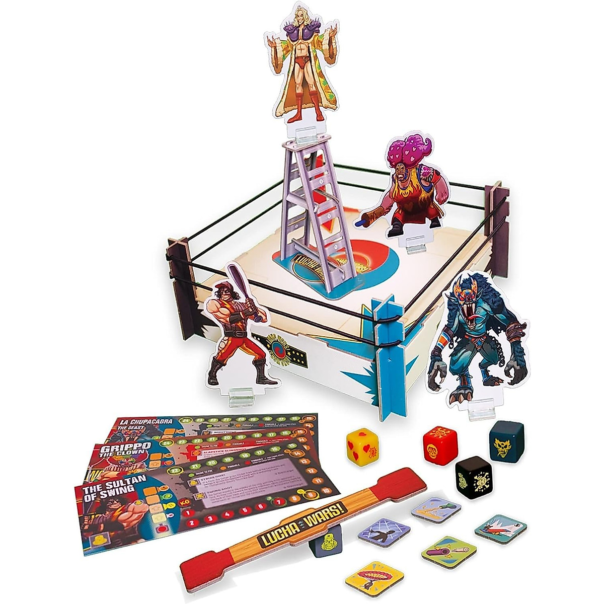 Backspindle Games Lucha Wars Board Game | Luchador Mexican Wrestling Dice | Dice Rolling Game | Fun Family Game for Adults and Kids | Ages 6+ | 1-8 Players | Average Playtime 30 Minutes