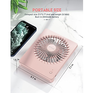 Zuvas Desk Fan Battery Operated Fan Rechargeable 180°Tilt Folding Personal Fan Ultra Quiet Small Portable Fan 3 Speed Adjustable Strong Wind USB Fan For Office Bedroom Home Desktop Camping