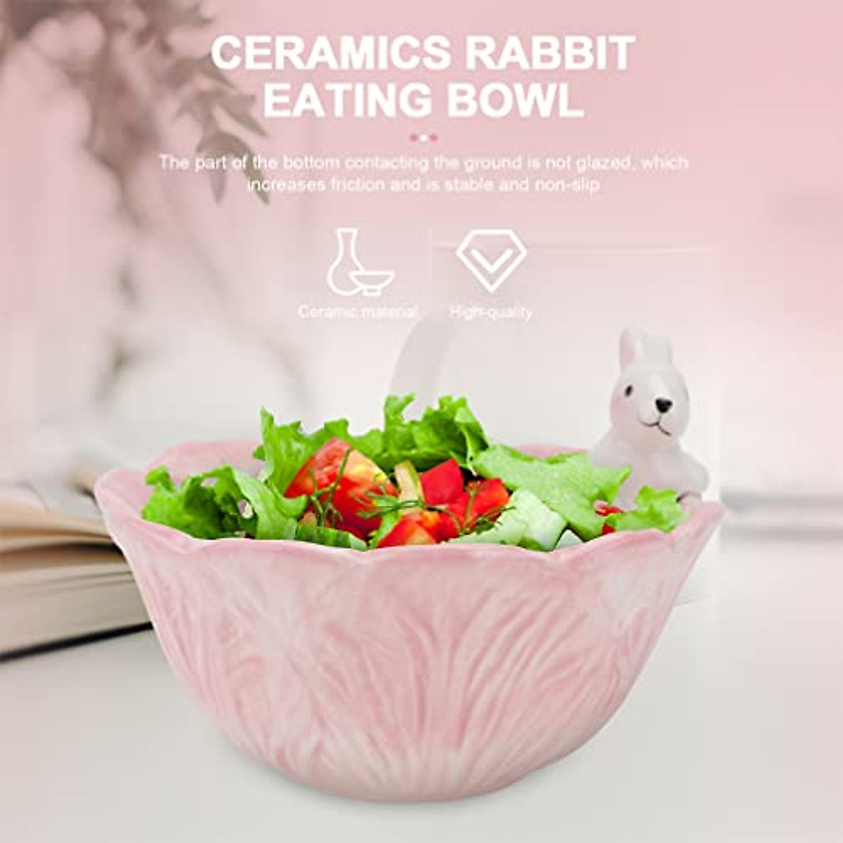 Yardwe Salad Serving Bowl 2pcs Ceramic Cabbage Shaped Bowls Easter Ceramic Rabbit Bowls Cartoon Food Bowls Dessert Bowls