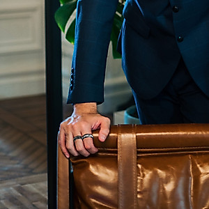 YOOESTORES82 4Pcs Band Rings for Men Stainless Steel Spinner Rings for Men Women Chain Rings Cool Black Ring Set Anxiety Ring Wedding Ring (Black+Silver, 8)