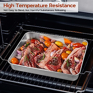 Onader 10⅜ x 8⅛ x 2 Inch Baking Pan with Lid 2 Pack Stainless Steel Lasagna Rectangular Cake Pan