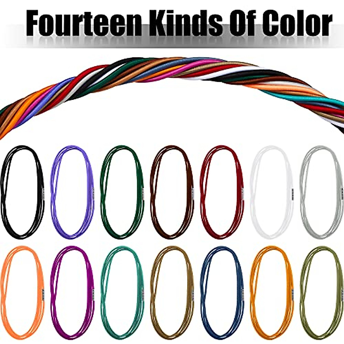 14 Pieces 4.9 Feet Trash Can Band Elastic Rubber Bands 30-64 Gallon Garbage Can Garbage Colorful Litter Box Band Loop for Trash Can Outdoor, 14 Colors