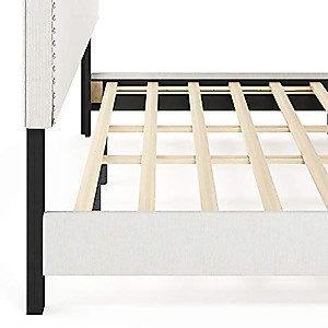 Furinno Nadia Nailhead Trim Bed Frame, King, Gray