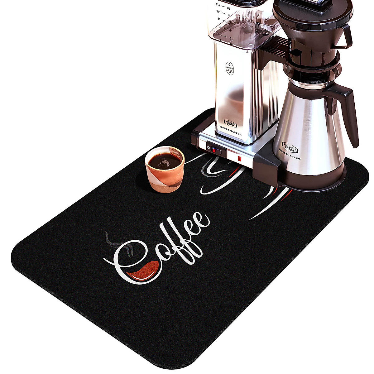 Coffee Mat Absorbent and Quick Dry Mat Hide Stain Rubber Backed Anti-Slip Drying Mat 19.5x12in for Kitchen Counter-Coffee Bar