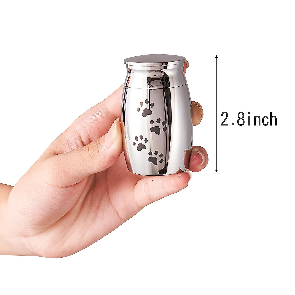 Stainless Steel Cremation Urns, Urns for Human and Pets Ashes, Decorative Urns, Adult Funeral Urns, Small Keepsake, Mini Urns, Paw Print Urn - Silver