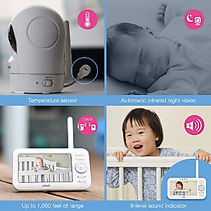 VTech VM5262 5" Digital Video Baby Monitor with Pan & Tilt Camera and Full-Color White (Renewed)