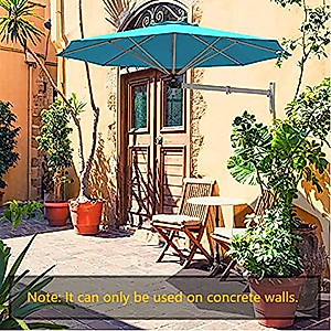 TANGKULA 8 FT Wall Mounted Patio Umbrella, Outdoor Wall Umbrella with Adjustable Pole, Tilting Sunshade Umbrella with Wind Vent, Ideal for Garden Balcony Yard (Turquoise)