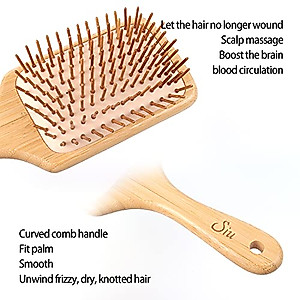 SIU Bamboo Paddle Hair Brush Detangling Hairbrush for Women, Men and Kids, Suitable for All Hair Styles - Large
