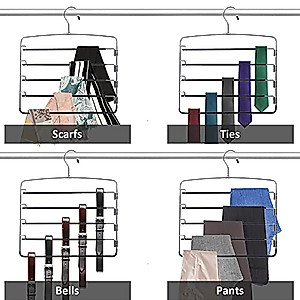 Pants Hangers 4 Pieces, Swing Arm Trousers Hanger, Space Saving Pants Rack, 5 Layers Jeans Hangers with Non-Slip, Multiple Pants Hanger Closet Organizer for Trousers Scarves Ties