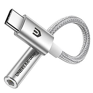 UNBREAKcable USB-C to 3.5 mm Headphone Jack Adapter [DAC Smart Chip], Type C to 3.5mm Aux Earphone Adaptor, Audio Dongle Cable Cord for Samsung, Google, Sony and More Type C Devices