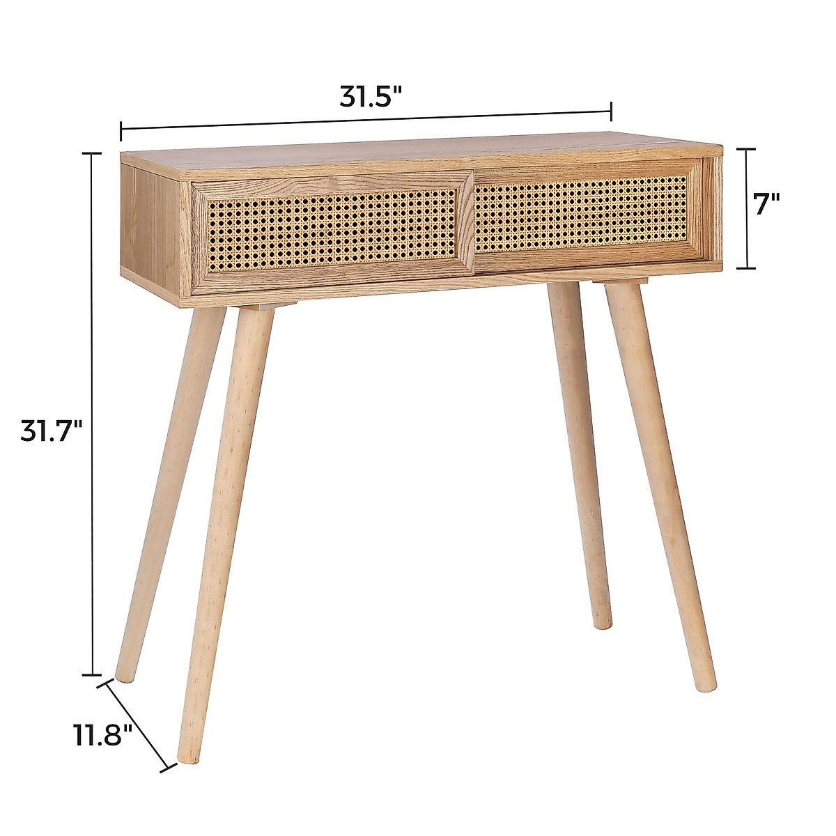 Console/Entryway Tables, Small Vanity Desk Rattan Dresser Side Table Entry Table Narrow Modern Hallway/Sofa Table Boho for Living Room, 31"