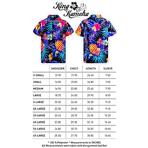 KING KAMEHA Men's Pineapple-Desings Summer-Party-Shirts Short-Sleeve, Pineapple, Black-Blue, XXL