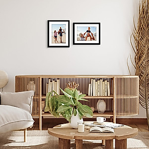 Americanflat 11x14 Picture Frame with Polished Plexiglass - Set of 2 - Use as 8x11 Frame with Mat or 11x14 Frame Without Mat - Galleria Collection - Gallery Wall Frame Set for Wall Display - Black