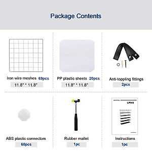 SONGMICS Wire Cube Storage, 20-Cube Modular Rack, Storage Shelves, PP Plastic Shelf Liners Included, 48.4" L x 12.2" W x 60.2" H White ULPI45W
