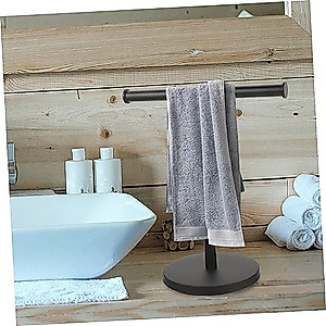 Garneck Vertical Towel Rack Vertical Paper Towel Holder Kitchen Towel Rack Hand Towel Stand Towel Bar Rack Stand Necklace Organizer Stand Bathroom Towel Rack Stainless Steel Black