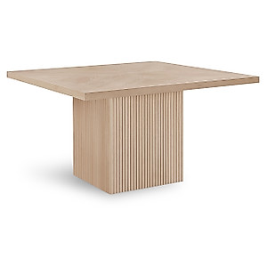 Meridian Furniture 729Oak-T Belinda Collection Mid-Century Modern Dining Table, Solid Wood Base, Natural Finish Oak Wood Veneer MDF Top, Square Top, Fluted Base, 54" W x 54" D x 31" H, Oak