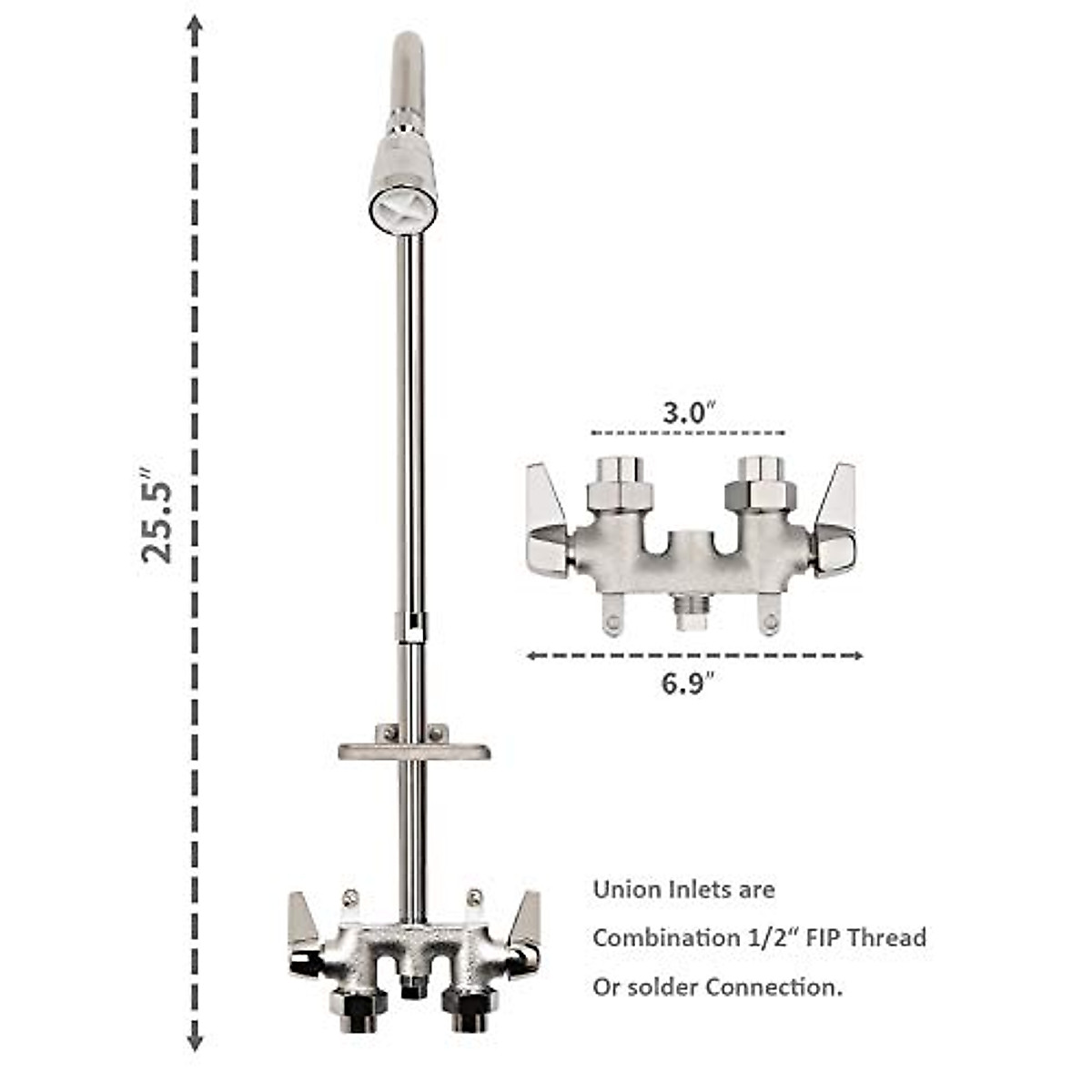 Artiwell Outdoor Shower Fixture System,with Rustproof Riser and Riser Extension, Double Handle Utility Shower Faucet with Showerhead and Soap Dish, Polished Chrome