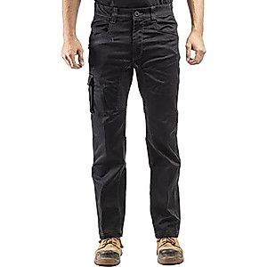 Caterpillar Men's Operator Flex Work Pants Featuring Stretch Fabric, Cargo Pocket, and Bootcut Leg Opening, Black, 34/32
