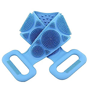 INGVY Dry Brushing Body Brush Bath Brushes Body Scrubber Silicone Shower Exfoliating Brush Belt Back Scrub Massage Cleaner Cleaning Strap Bathroom Accessories