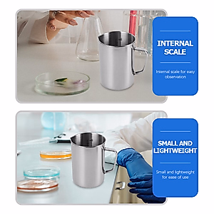 Hemobllo Stainless Steel Beaker, Lab Graduated Beaker with Handle Chemistry Lab Cups Scientific Laboratory Supplies for Liquids Solids (1000ml)