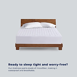 Karin Maki Quilted Fitted Twin Mattress Pad - Elastic Fitted Upto 15” Deep Pocket Mattress Protector Cooling Breathable Fluffy Soft Bed Mattress Cover - Machine Washable Mattress Topper