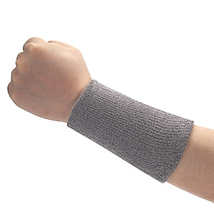 ONUPGO 6 Inch Wrist Sweatbands - Wrist Protection Sweat Bands Sport Wristbands for Basketball, Tennis, Football, Baseball (Pair) (Grey)