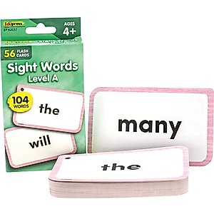 Teacher Created Resources Sight Words Flash Cards - Level A (EP62037), 3-1/8" x 5-1/8"