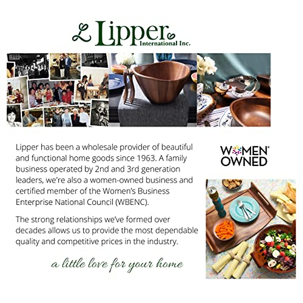 Lipper International Cherry Finished Round Rim Serving Bowls with Server Utensils, 7-Piece Set, Assorted Sizes