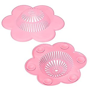 uxcell Kitchen Sink Strainer, Silicone Sink Disposal Stopper Flexible Drain Sieve Hair Catcher Pink 2pcs