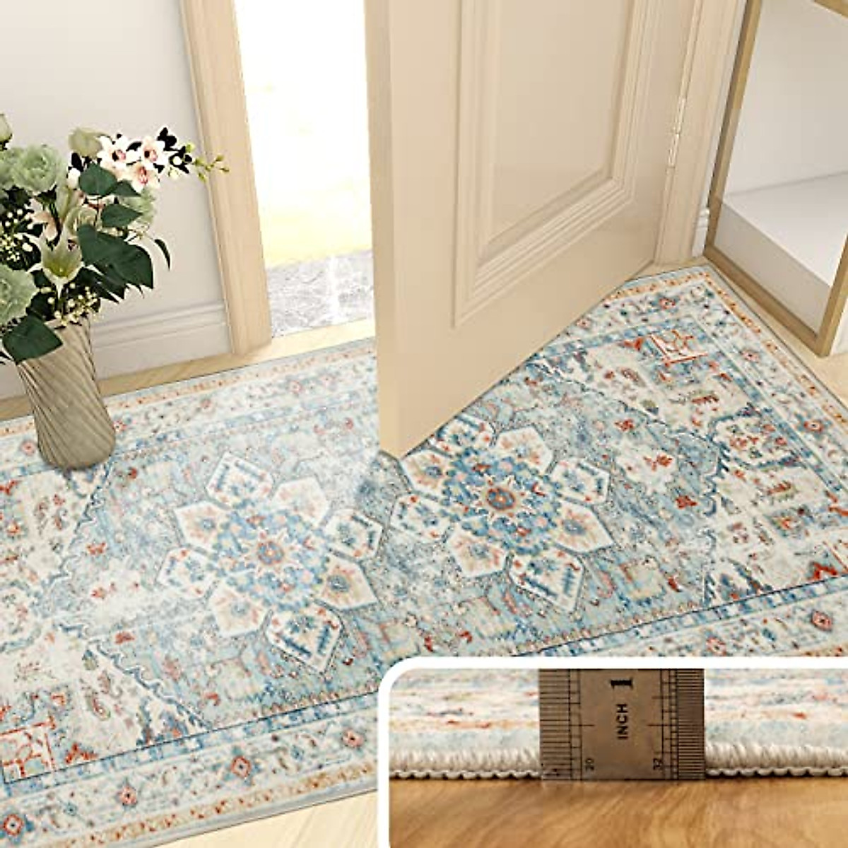 Lbris Washable Runner Rug,2'x6',for Hallway Laundry Room Kitchen Entryway Bathroom,Non Slip Rug Runners with Rubber Backing,Non Skid Stain-Resistant Non Shedding Runners(Vintage)