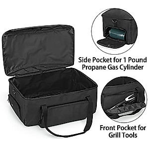 SAMDEW Outdoor Barbecue Grill Cover Compatible with Weber Q1400 Electric Grill, Portable Grill Storage Carry Bag Compatible with Weber Q1000 Q1200 Propane Gas Grill, Bag Only (Patented Design)