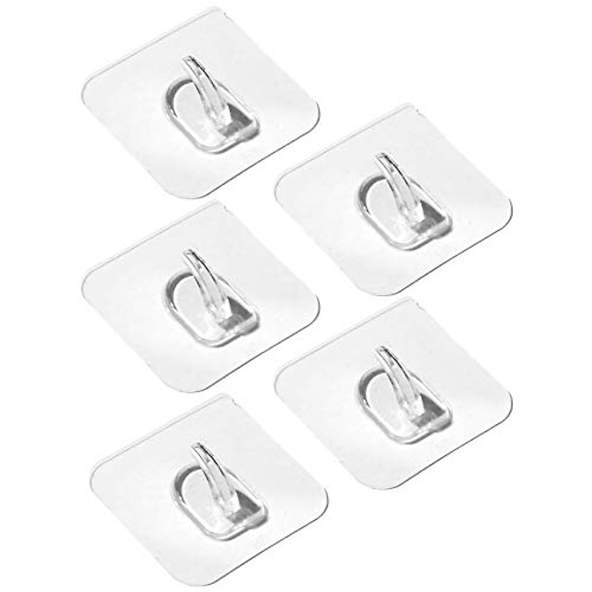 5-Pack of Wall Hooks for Kitchen & Bath Transparent Reusable Adhesive Stickers for Pictures Utensils Towels - Tub Cubby Bath Toy Organizer