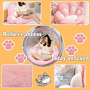Cute Seat Cushion, Cat Paw Shape Lazy Sofa Office Seat Cushion, Bear's Paw Office Chair Cushion, Plush Sofa Cushion Soft and Comfortable Cushion Home Bedroom Shop Restaurant Decoration Pink