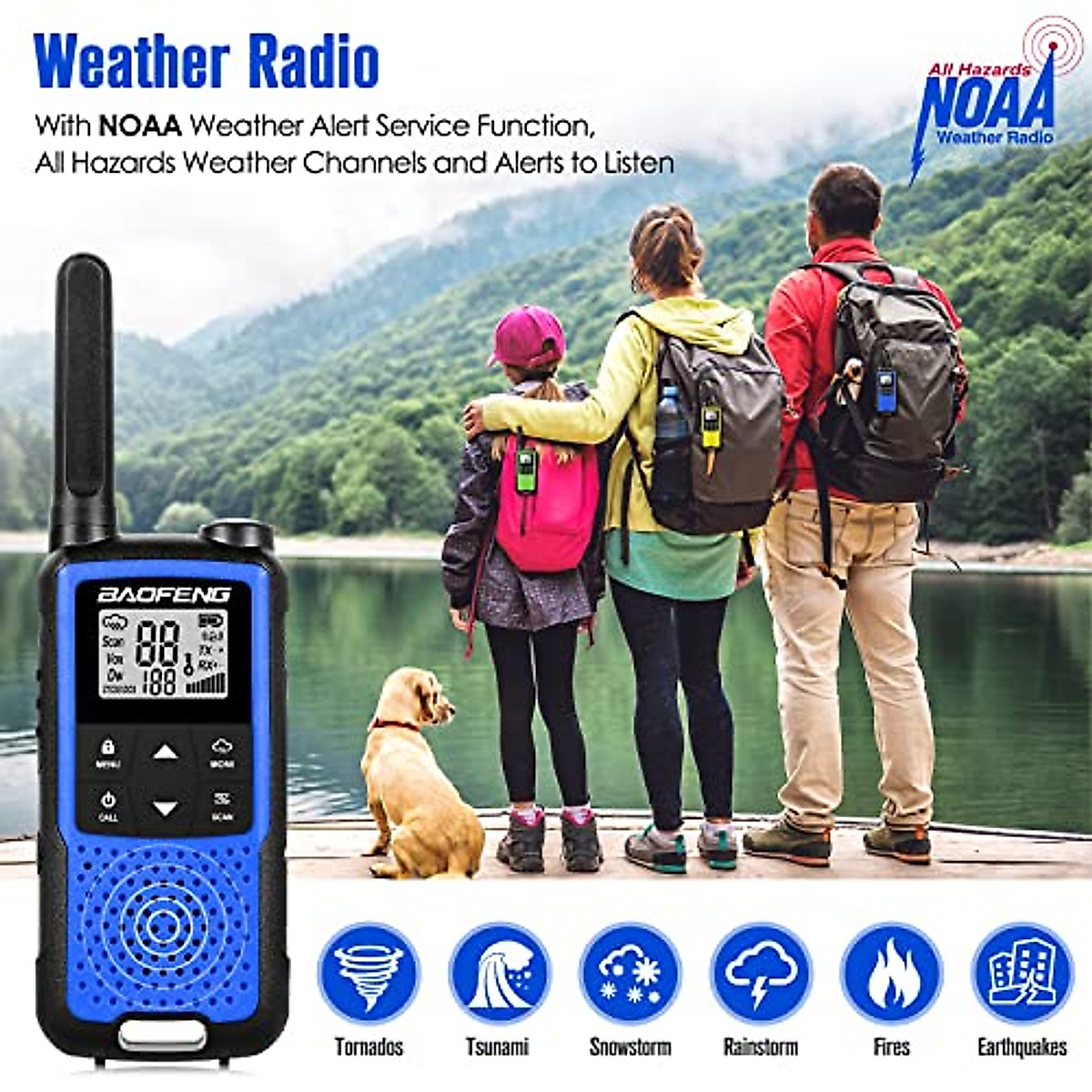 Walkie Talkies for Adults Long Range, BaoFeng Two Way Radio walkie-talkies 3 Pack Rechargeable Li-ion Batteries, 3 Miles 22 Channels USB Type-C Charger Auto Squelch for Biking Camping Hiking